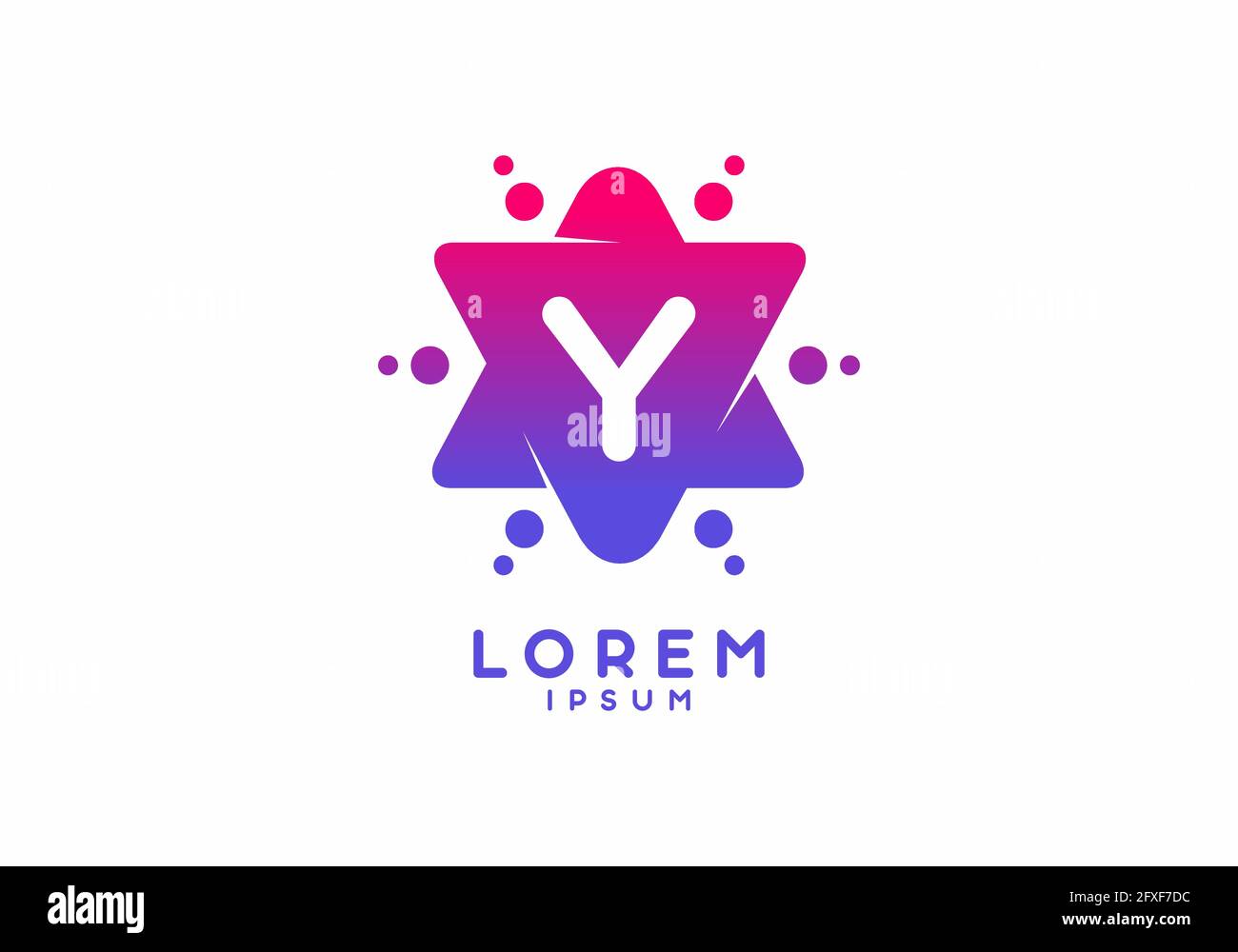 Pink blue gradient color of Y initial letter in star shape design Stock ...