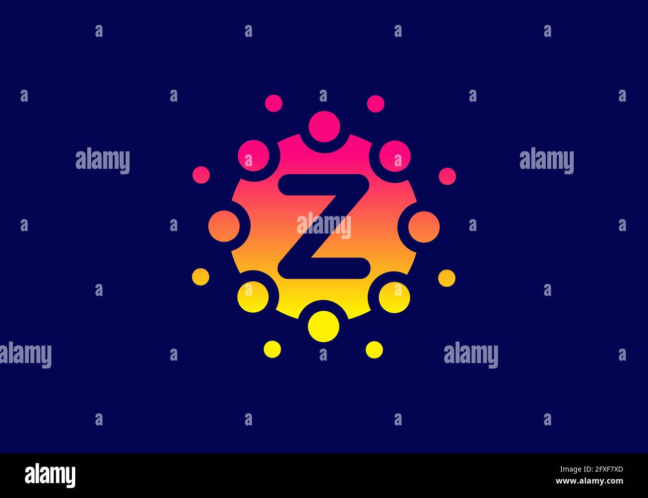 Yellow pink gradient color of Z initial letter in unique circle design ...