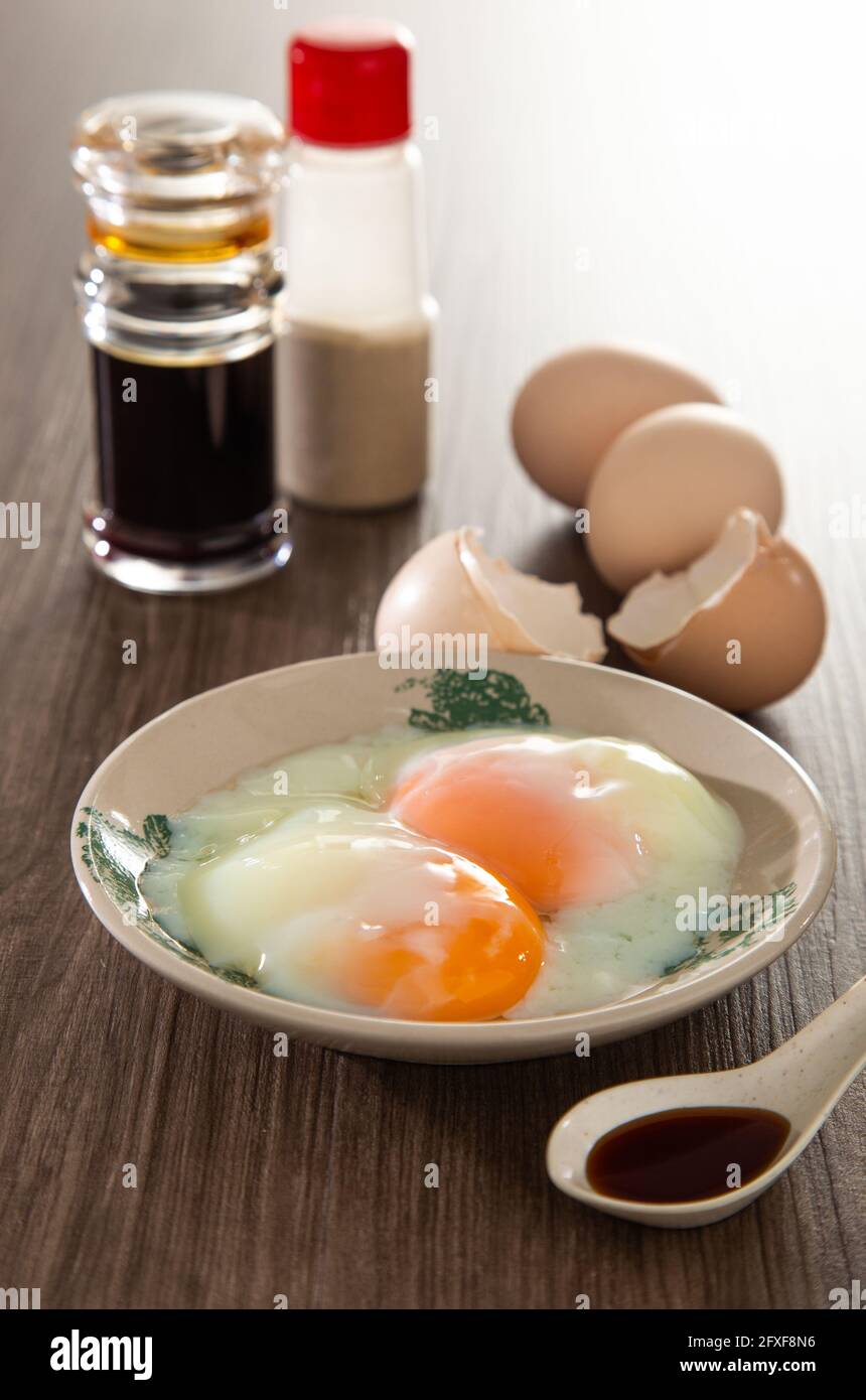 Common oriental breakfast set in Malaysia consisting of coffee, nasi ...