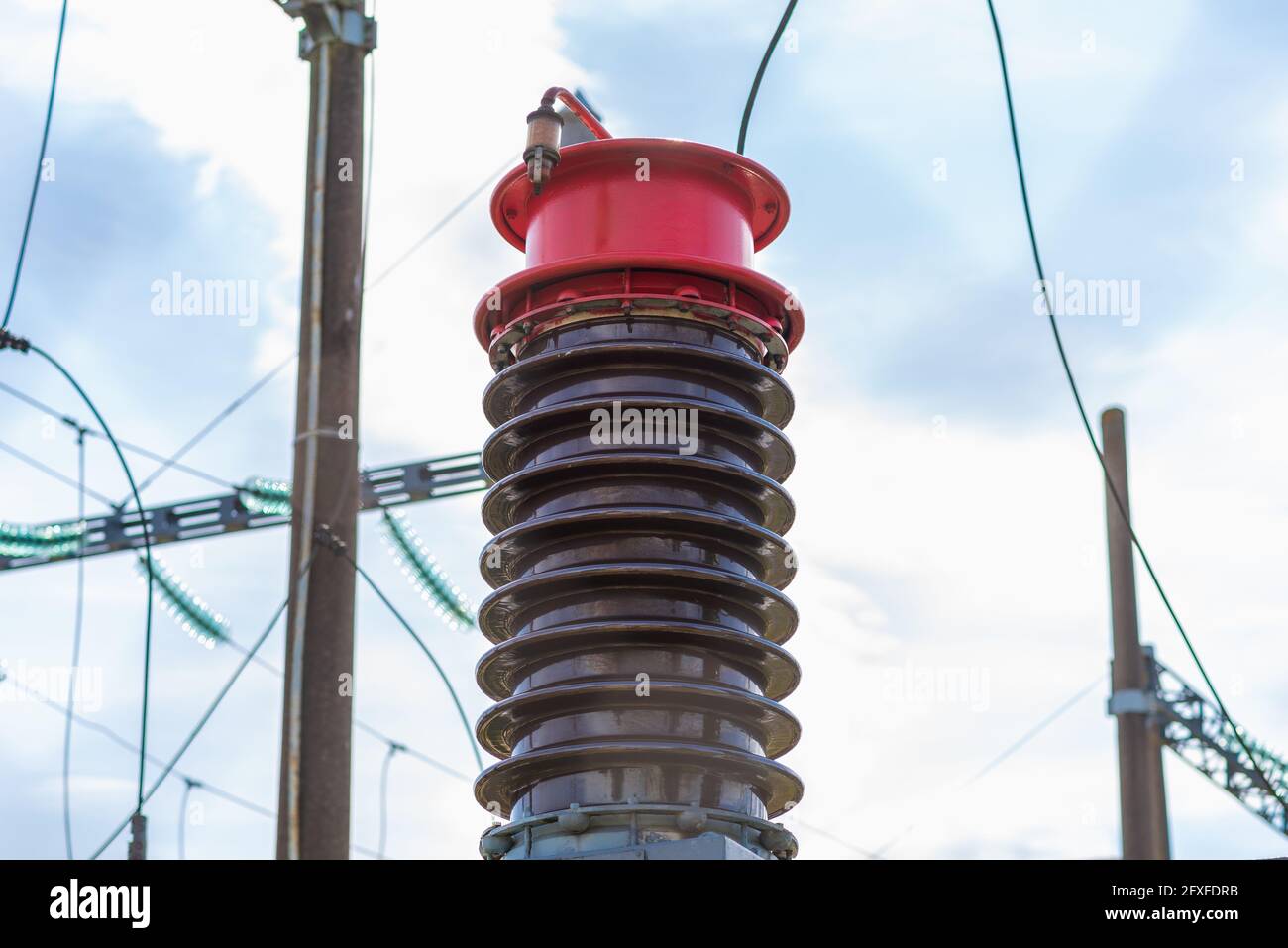 Detail of high voltage circuit breaker in a power substation.high ...