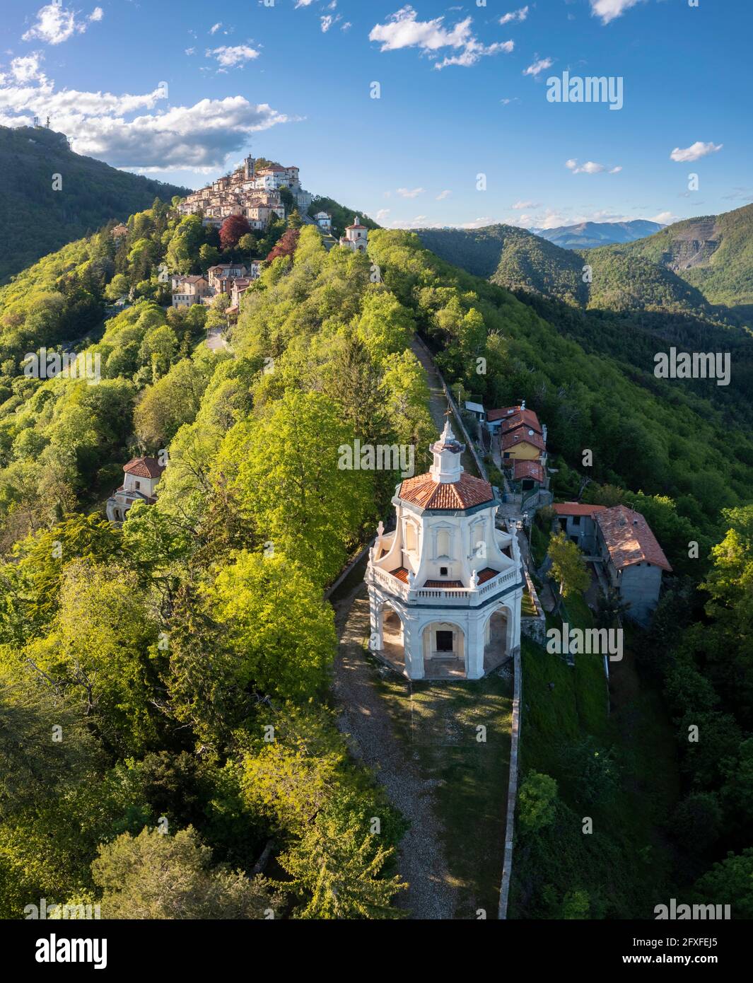 Aerial view of Santa Maria del Monte and the chapels of the sacred way ...