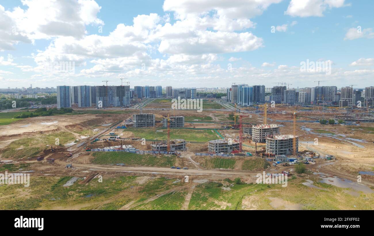 Modern urban development. Construction site with multi-storey buildings ...