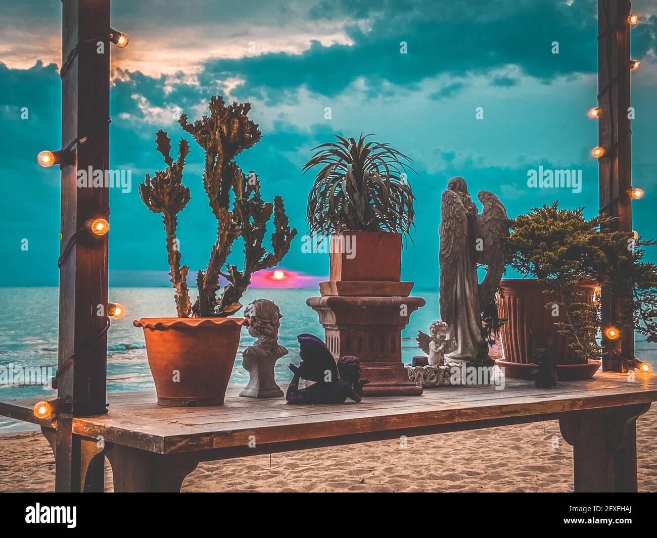 view of Jomtien beach during covid lockdown, Pattaya, Chonburi ...