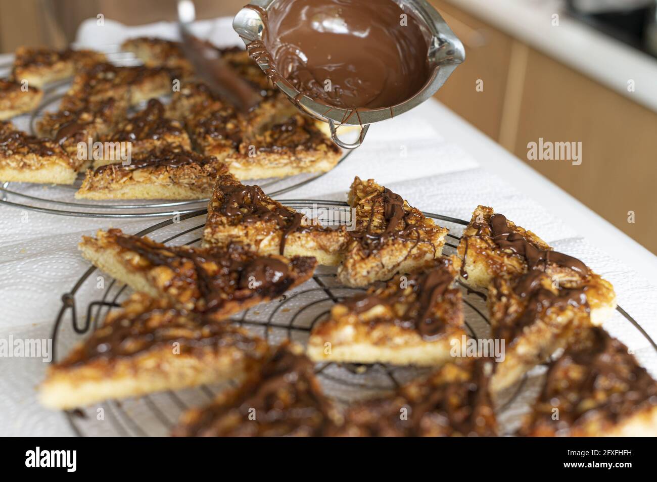 Pieces of delicious German nuts cake Stock Photo - Alamy
