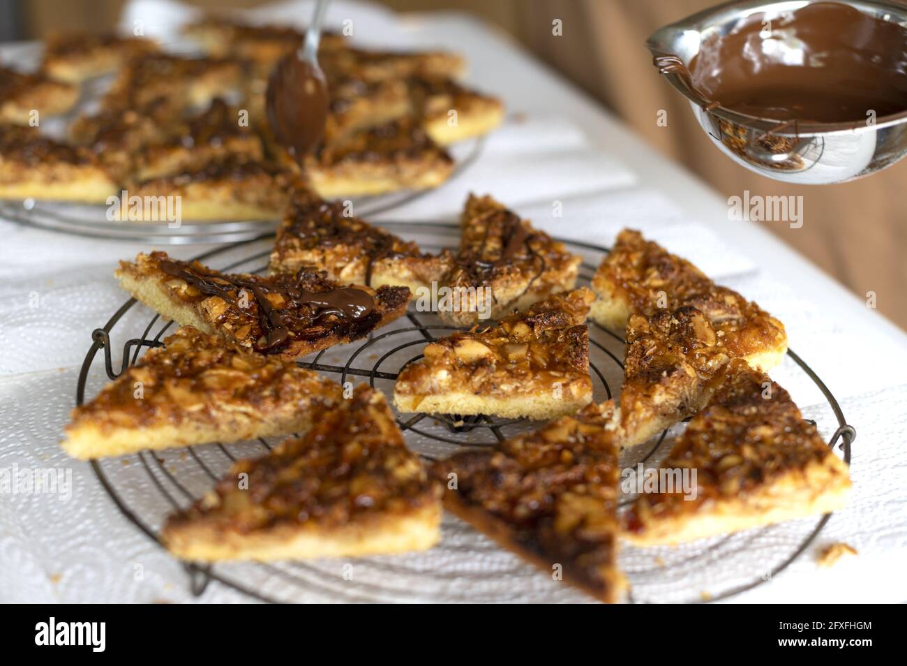 Pieces of delicious German nuts cake Stock Photo - Alamy