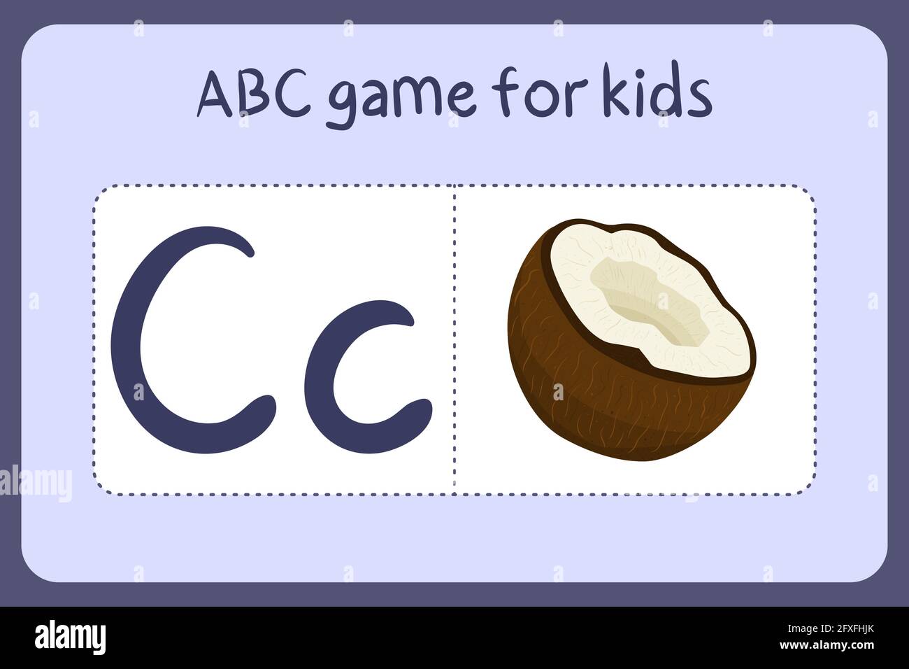 Kid alphabet mini games in cartoon style with letter C - coconut ...