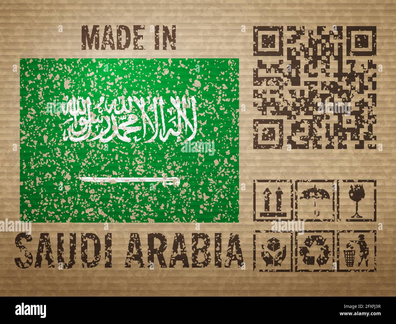 Cardboard made in Saudi Arabia, textured background. Vector ...