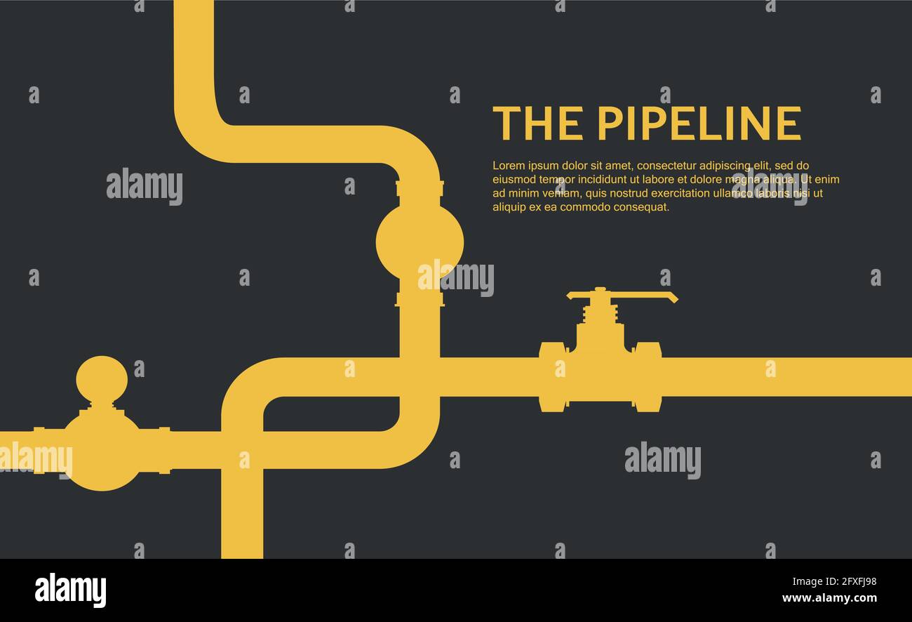 Pipeline background concept. Oil or gas flat vector design with black ...