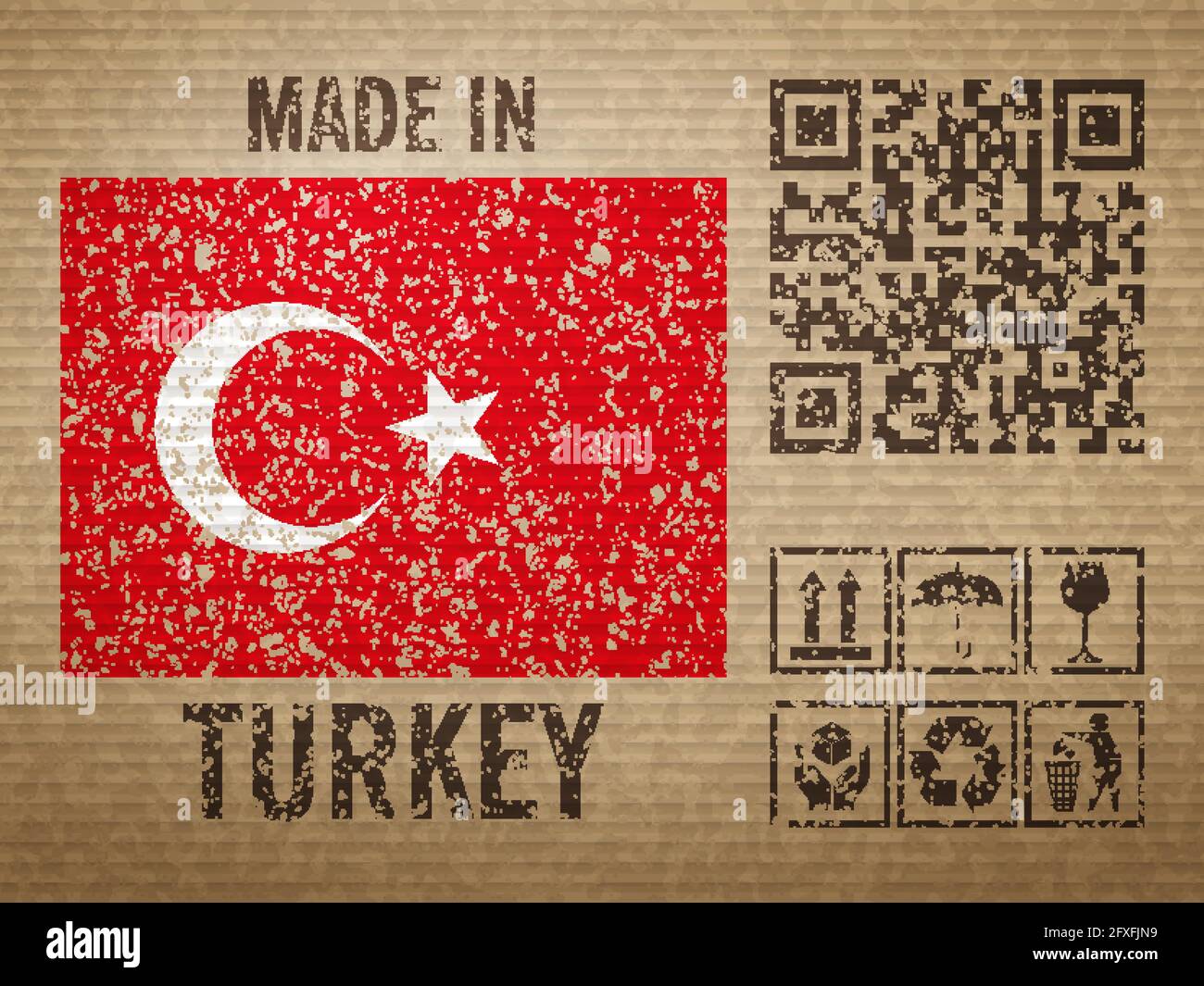 Cardboard made in Turkey, textured background. Vector illustration ...
