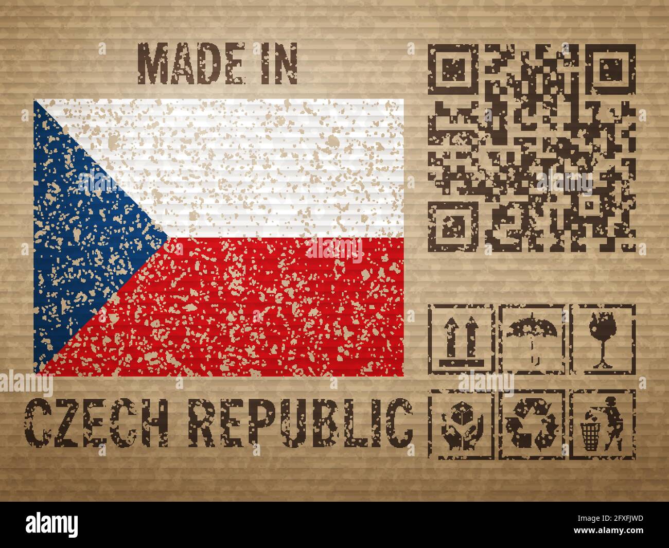 Cardboard made in Czech Republic, textured background. Vector ...