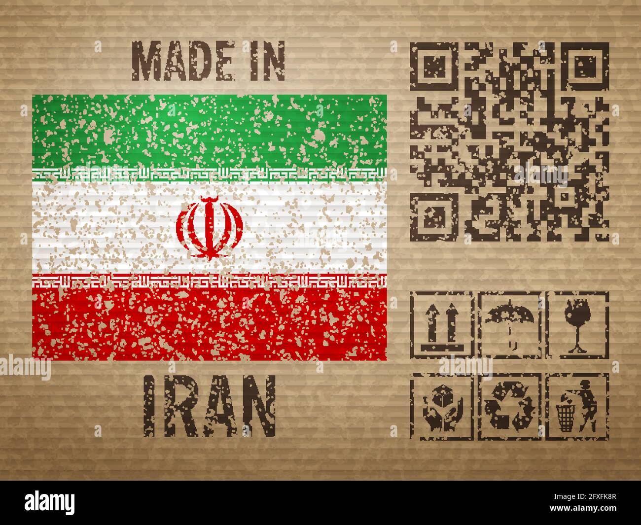 Cardboard made in Iran, textured background. Vector illustration Stock ...