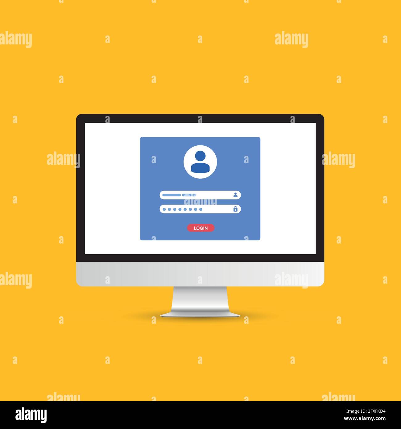 Computer With Authorization On The Screen Login And Password Of The