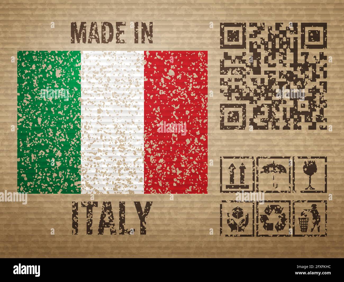 Cardboard made in Italy, textured background. Vector illustration Stock ...