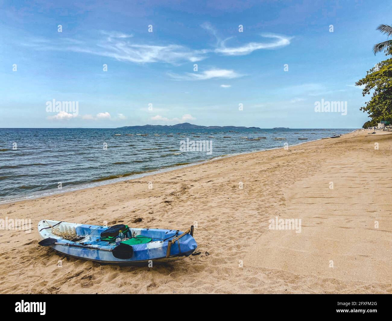 view of Jomtien beach during covid lockdown, Pattaya, Chonburi ...