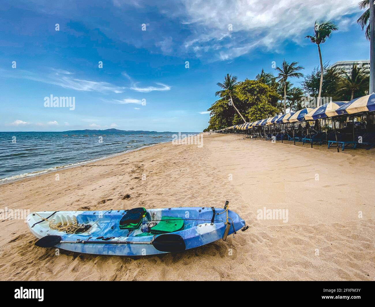 view of Jomtien beach during covid lockdown, Pattaya, Chonburi ...