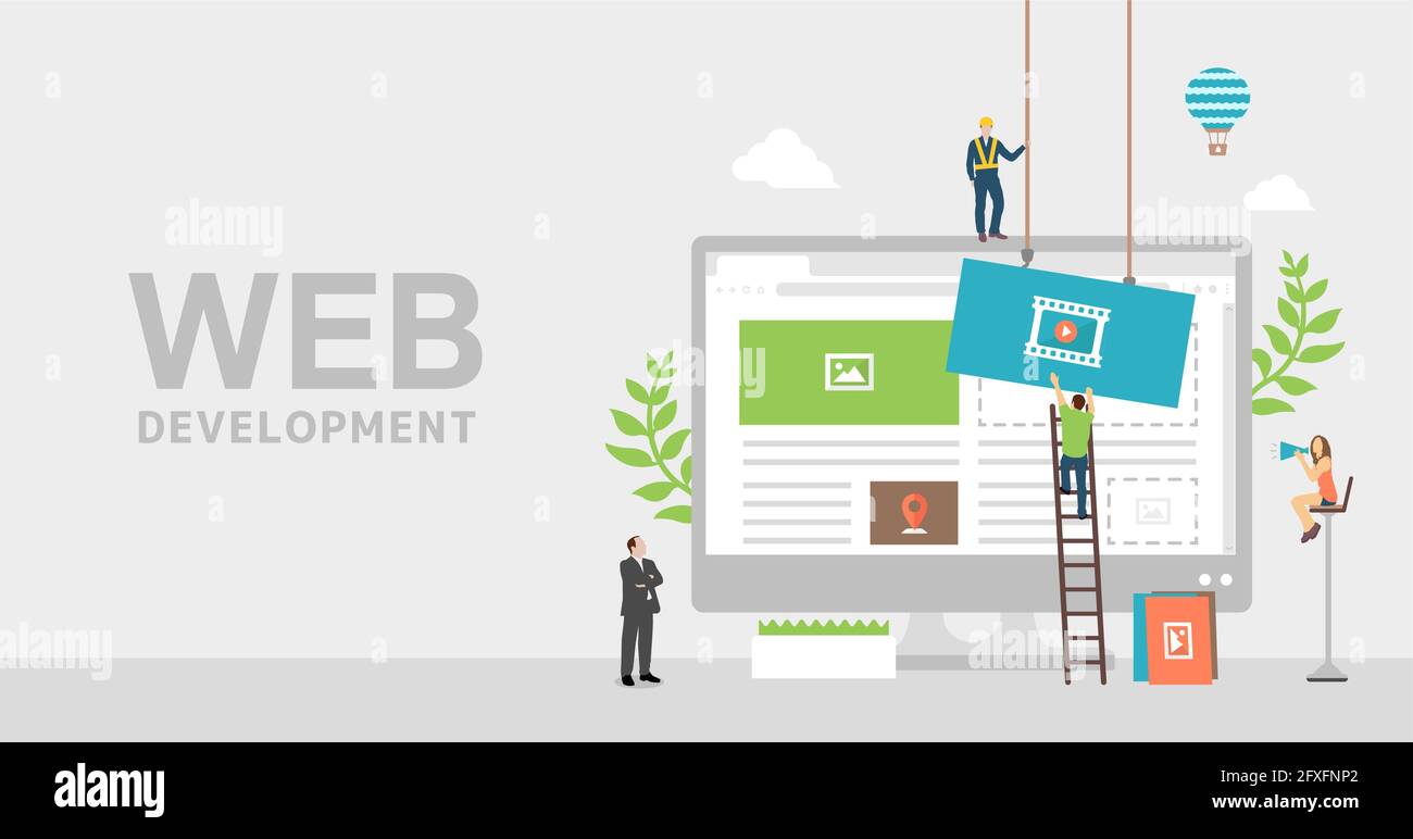 Web development concept vector banner illustration Stock Vector Image ...