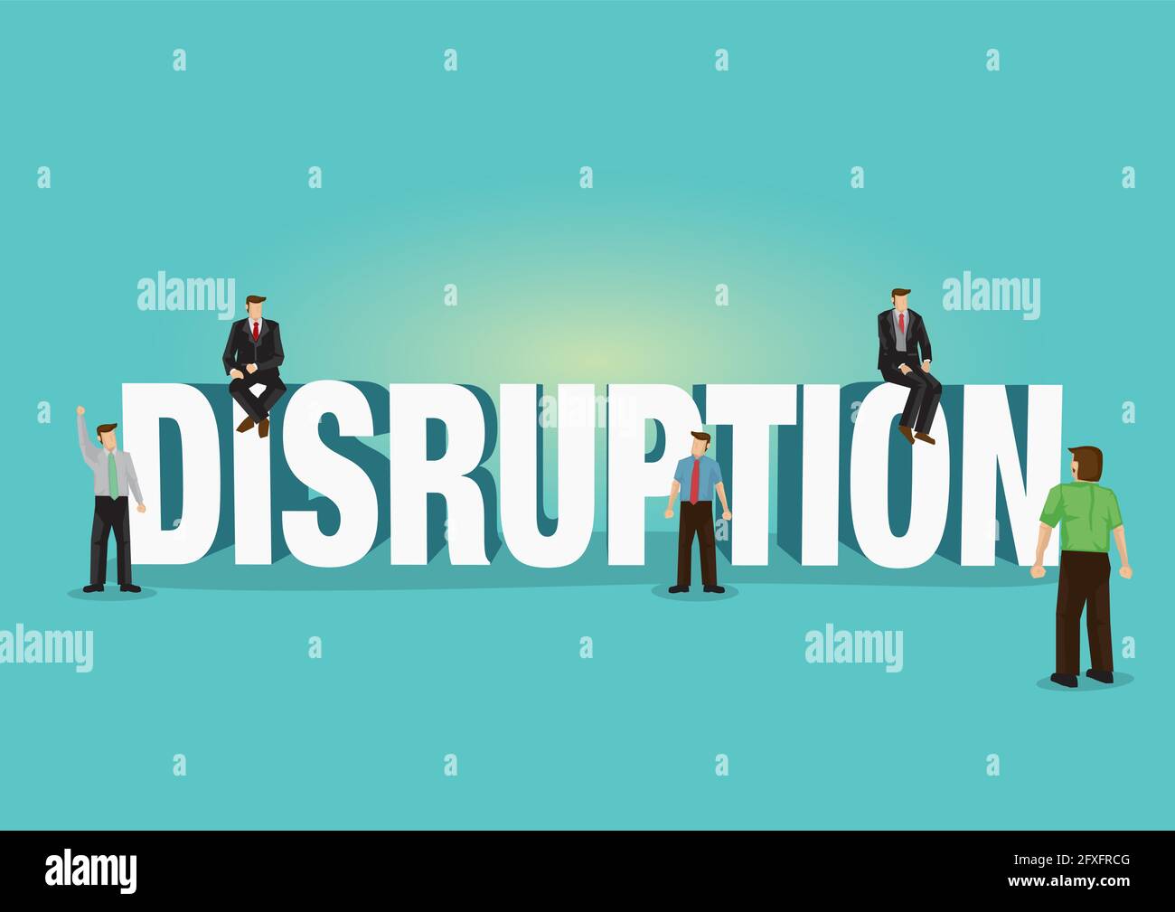 Typeface of Disruption decorated with office businessman. Business ...