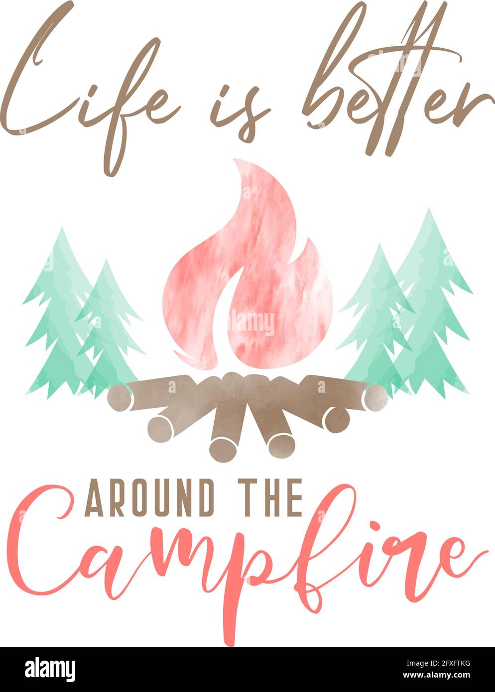 Life is better around the campfire lettering typography Stock Vector ...