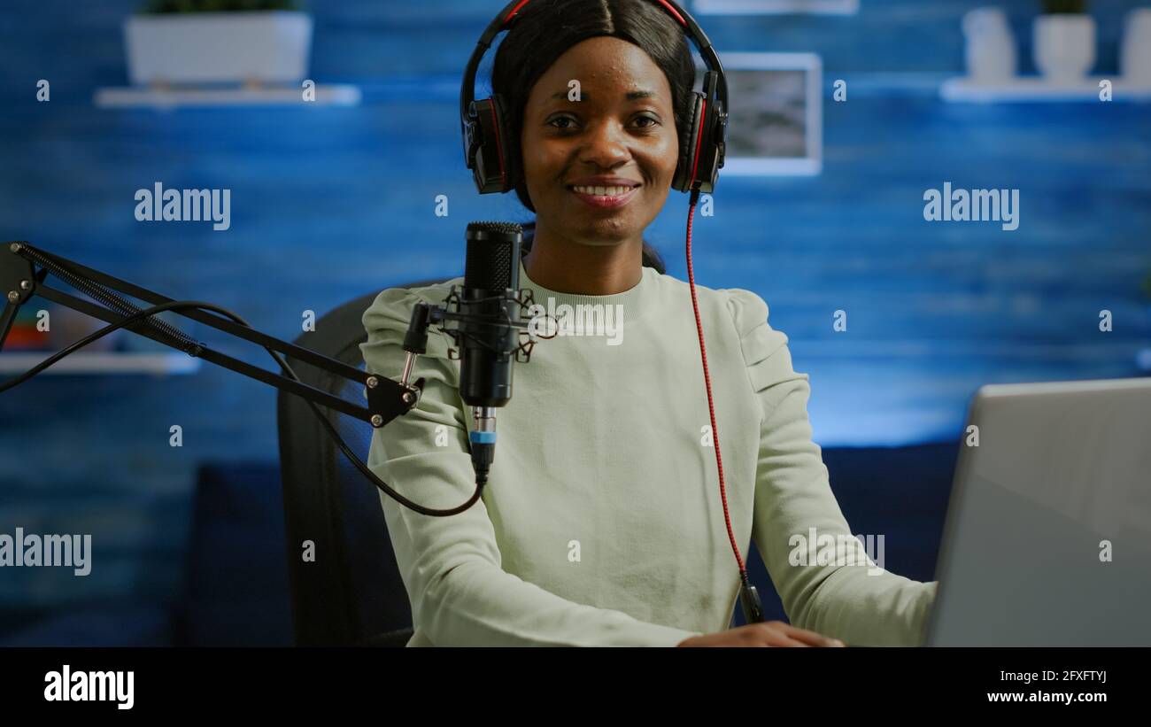 Portrait vlogger looking camera before hi-res stock photography and ...