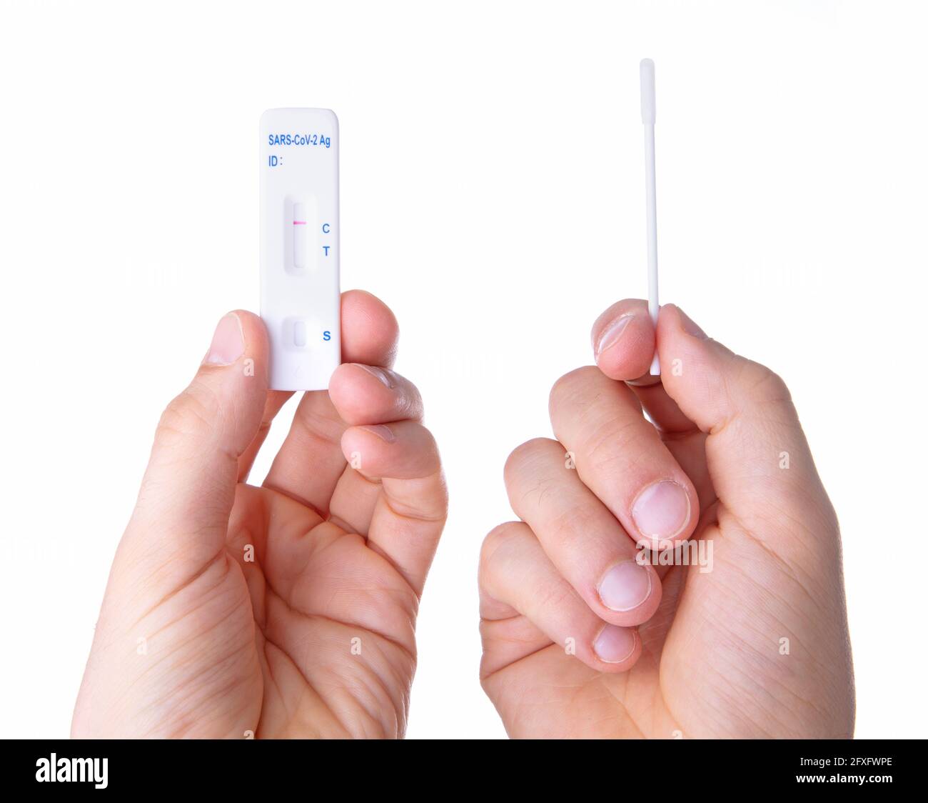 Rapid covid-19 strip test isolated on white - Negative tested Stock ...