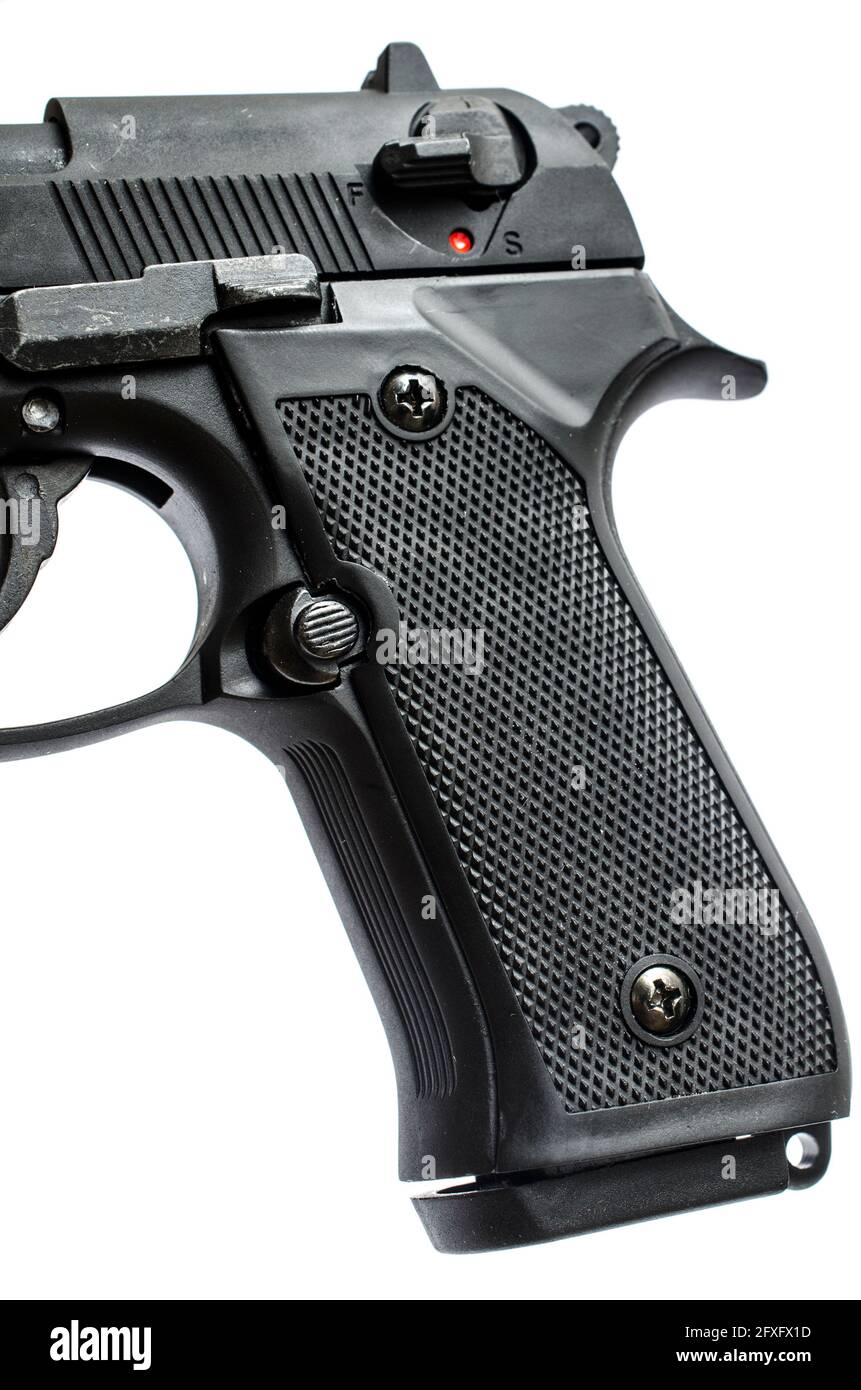 handle of pistol isolated Stock Photo - Alamy