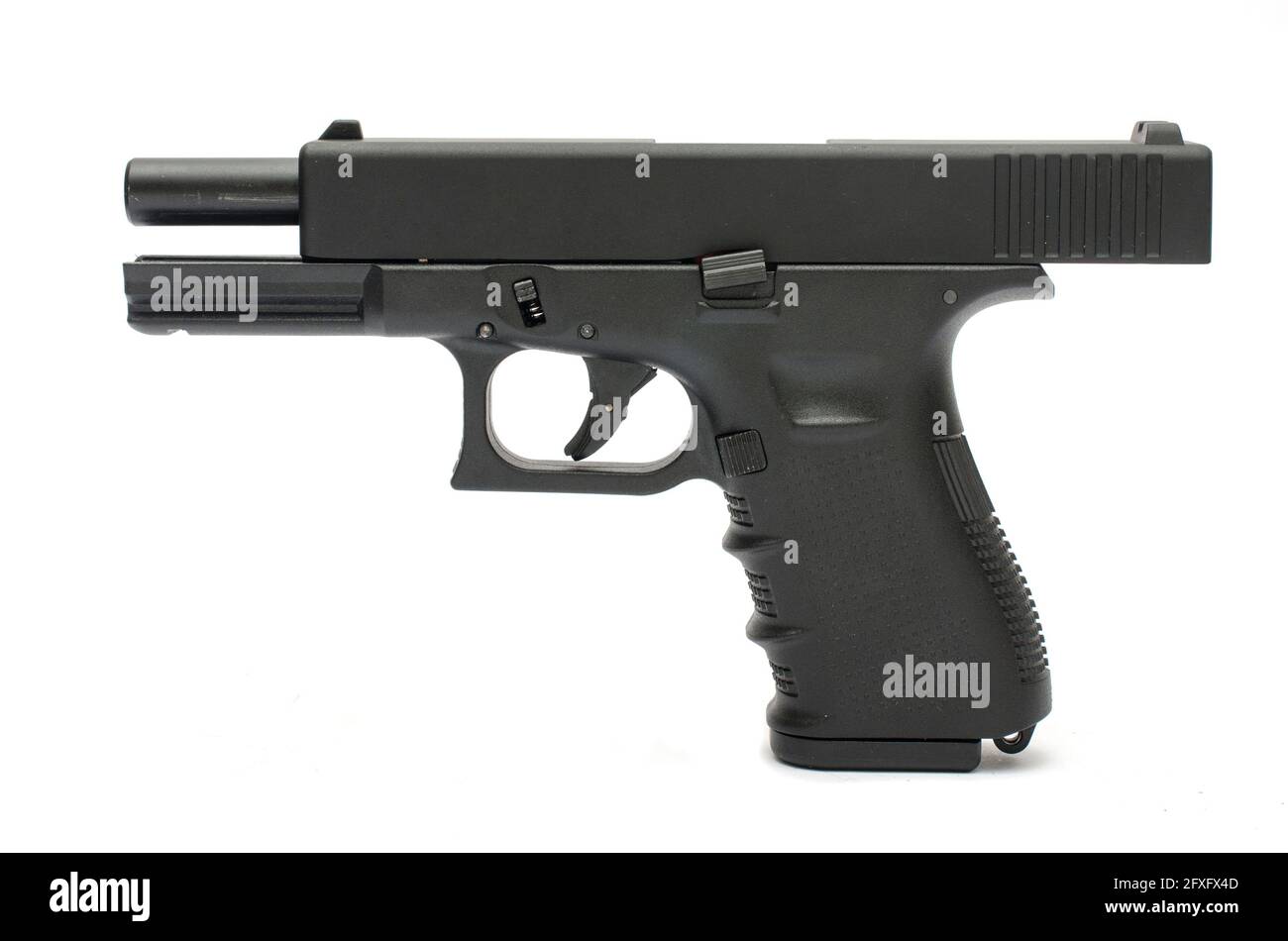 pistol with open slide isolated on white Stock Photo - Alamy