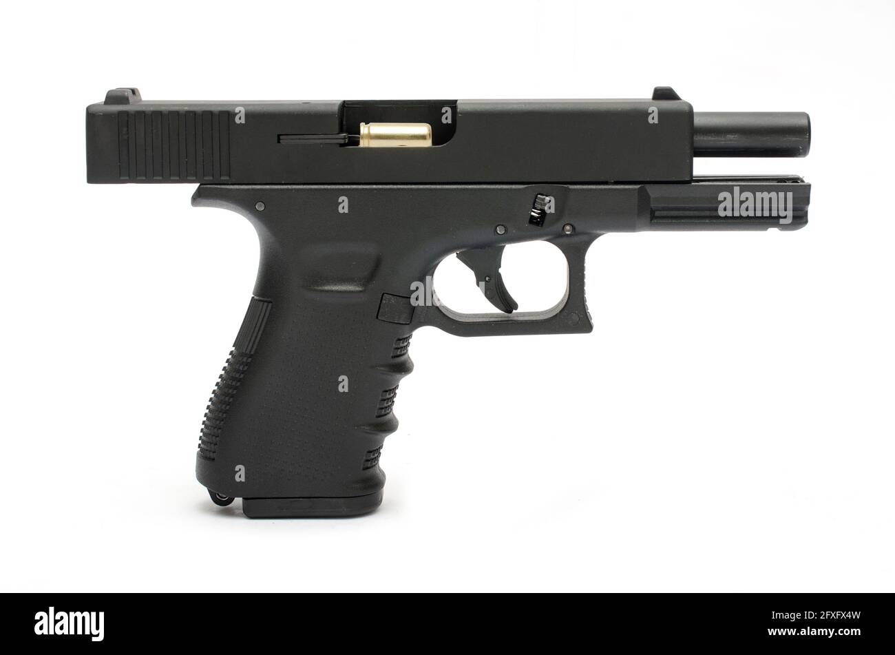 pistol with open slide isolated on white Stock Photo - Alamy