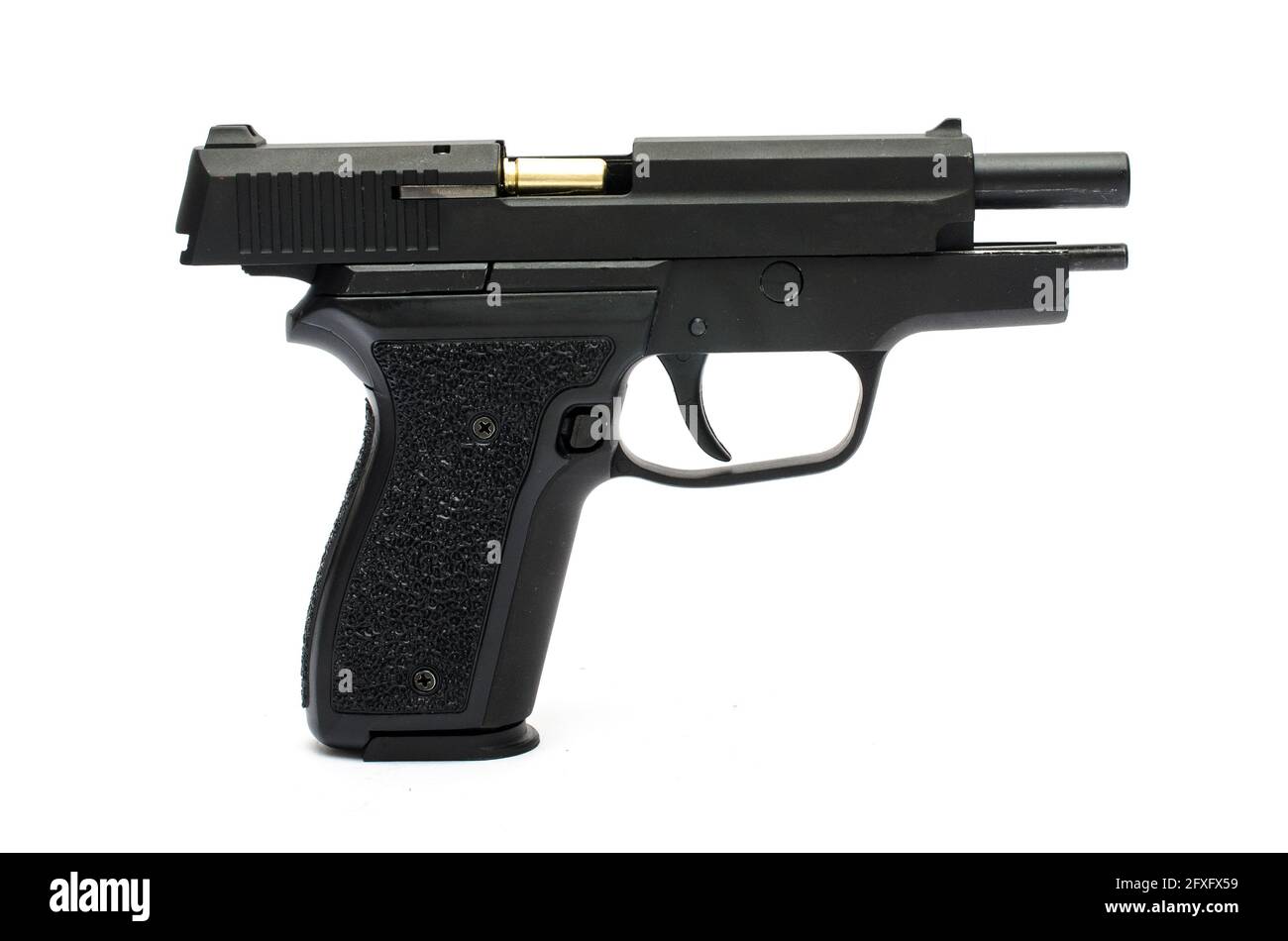 pistol with open slide isolated on white Stock Photo - Alamy