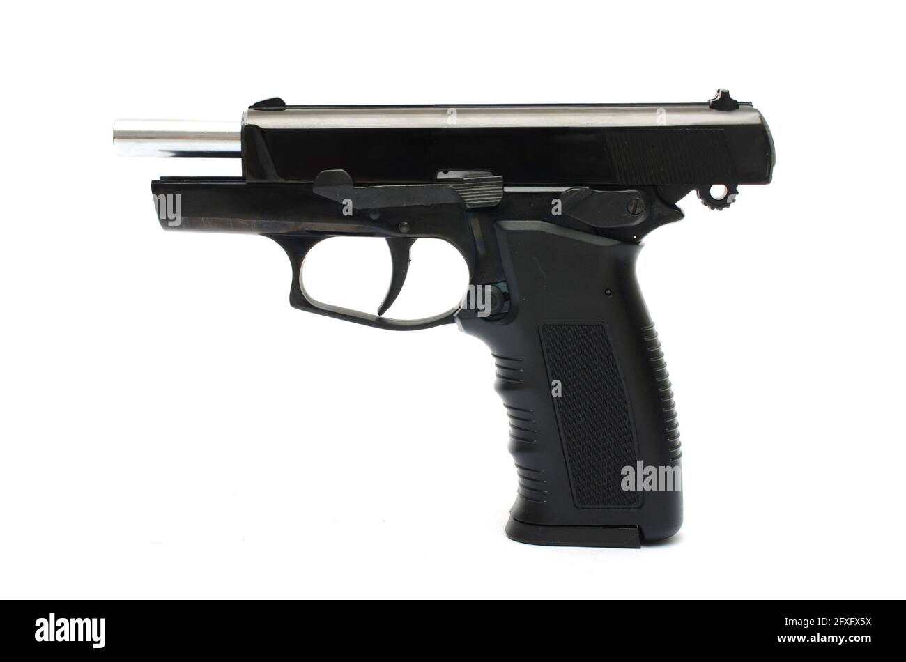 pistol with open slide isolated on white Stock Photo - Alamy