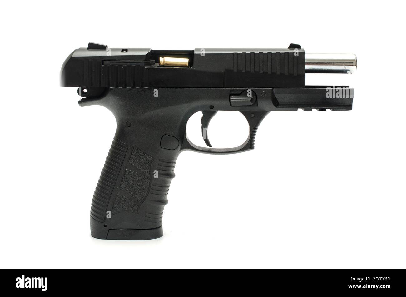 pistol with open slide isolated on white Stock Photo - Alamy
