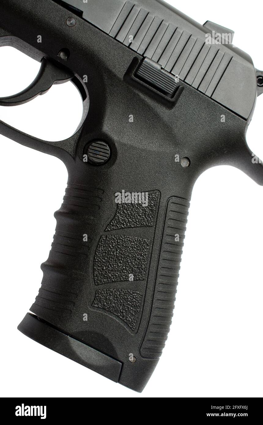 handle of pistol isolated Stock Photo - Alamy