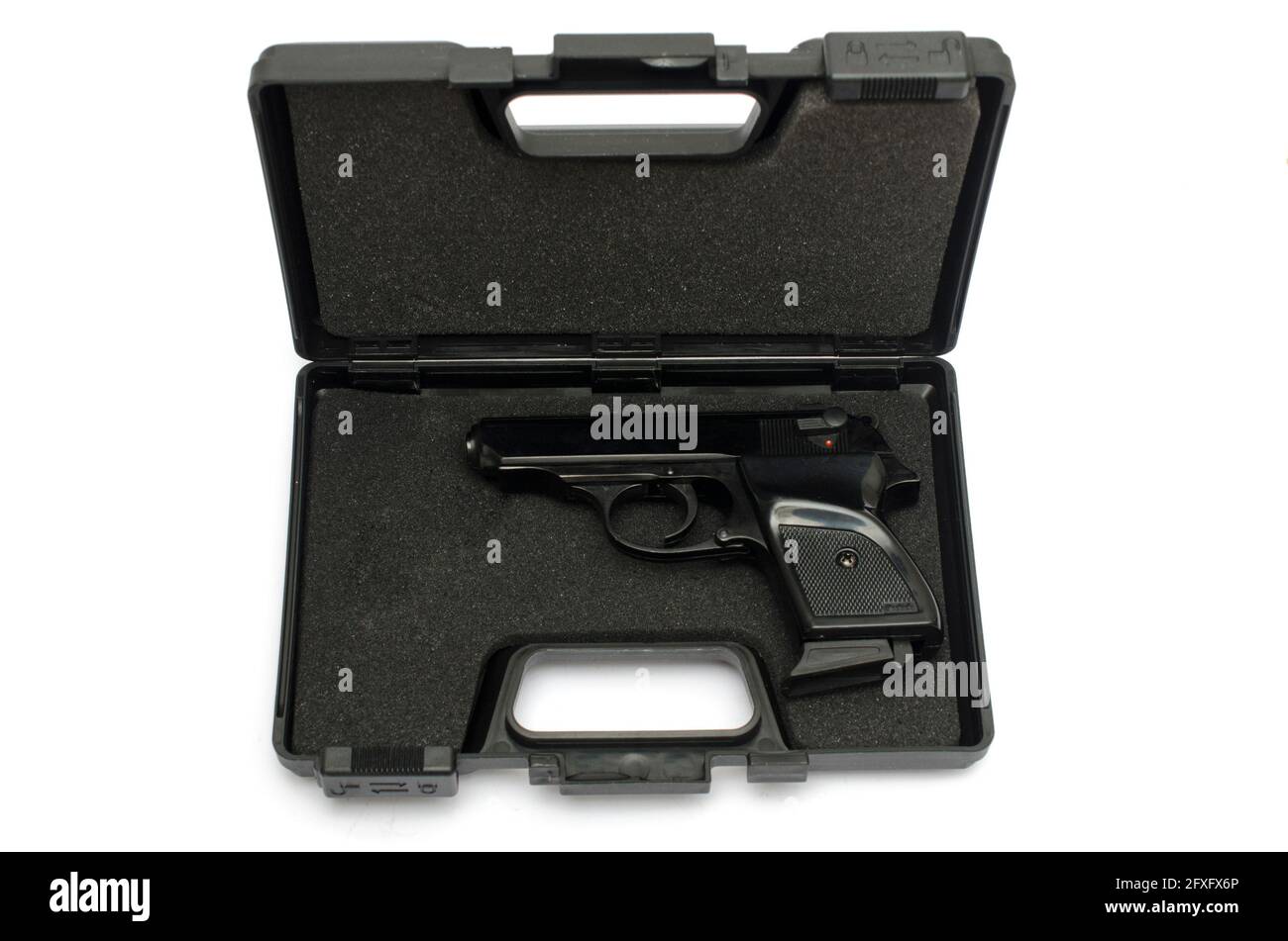 automatic pistol in a black plastic box Stock Photo - Alamy
