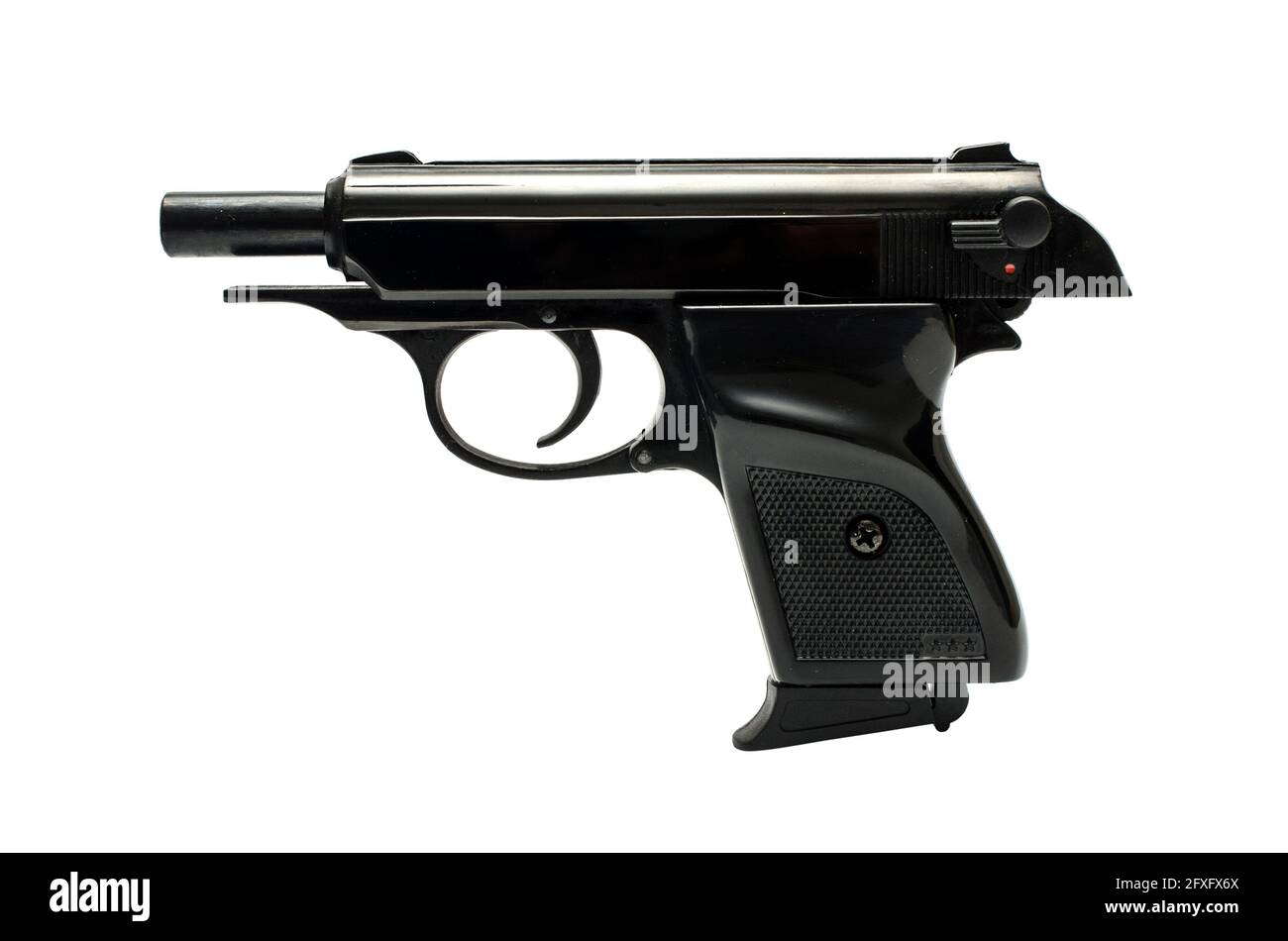 pistol with open slide isolated on white Stock Photo - Alamy