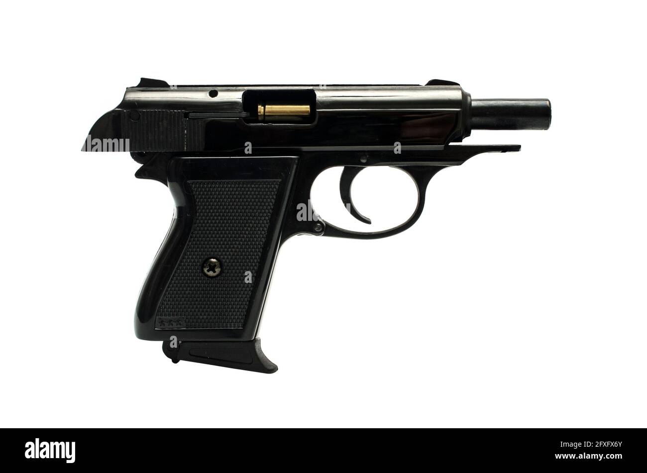 pistol with open slide isolated on white Stock Photo - Alamy