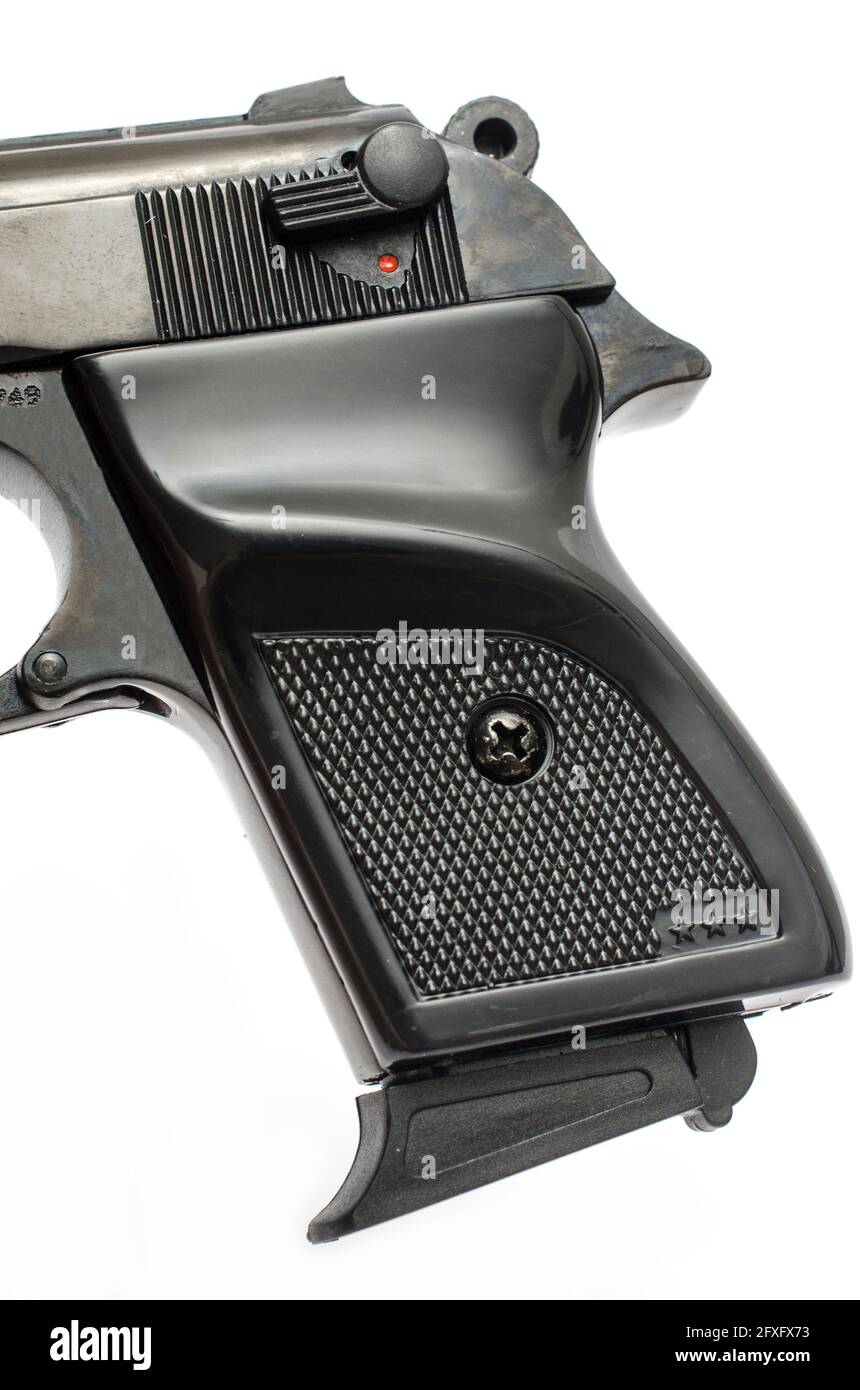 handle of pistol isolated Stock Photo - Alamy