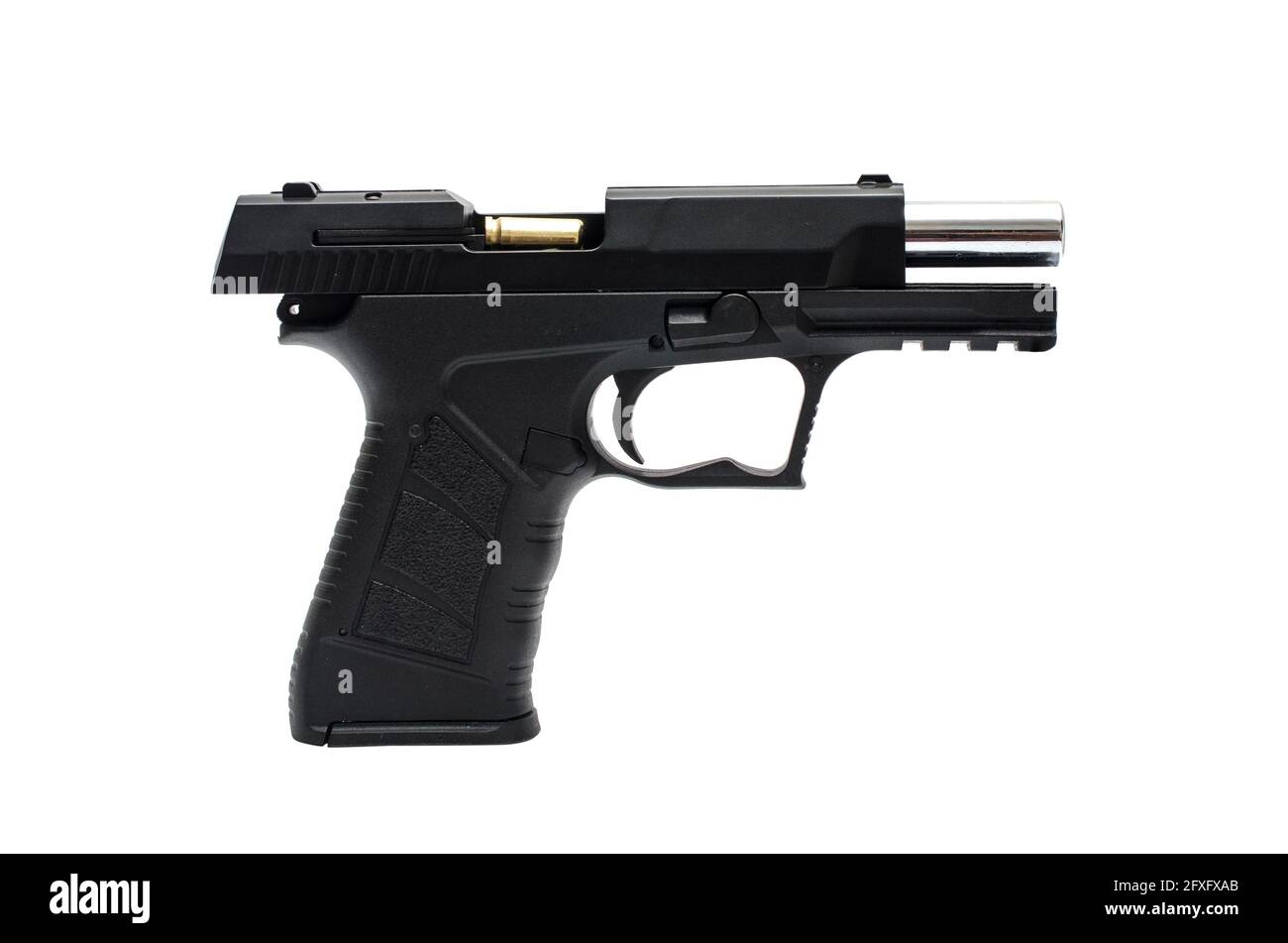 pistol with open slide isolated on white Stock Photo - Alamy