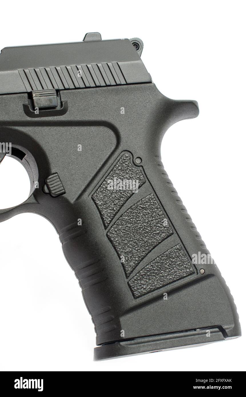 handle of pistol isolated Stock Photo - Alamy
