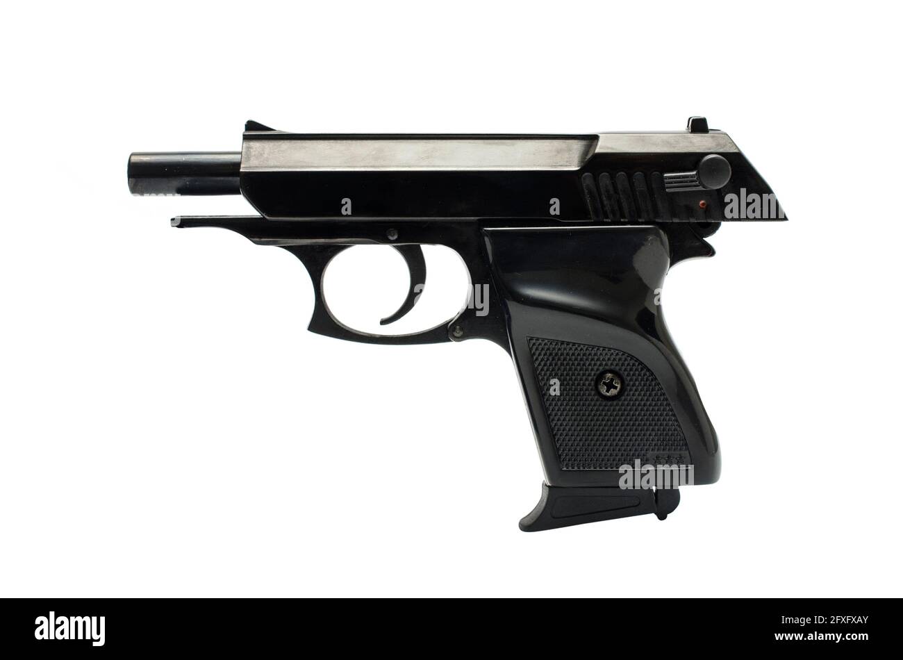 pistol with open slide isolated on white Stock Photo - Alamy