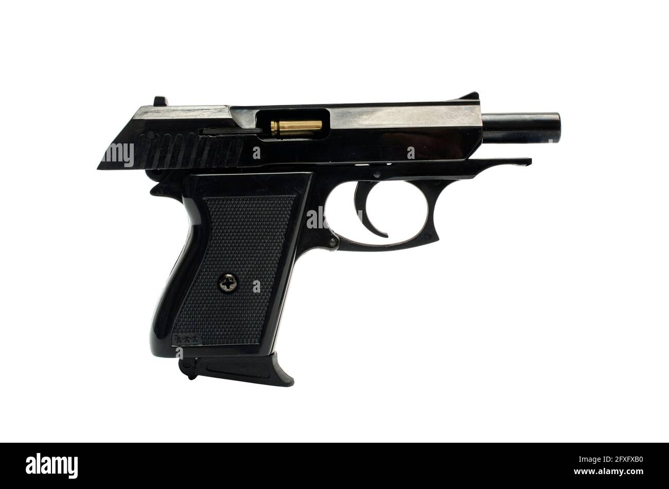 pistol with open slide isolated on white Stock Photo - Alamy
