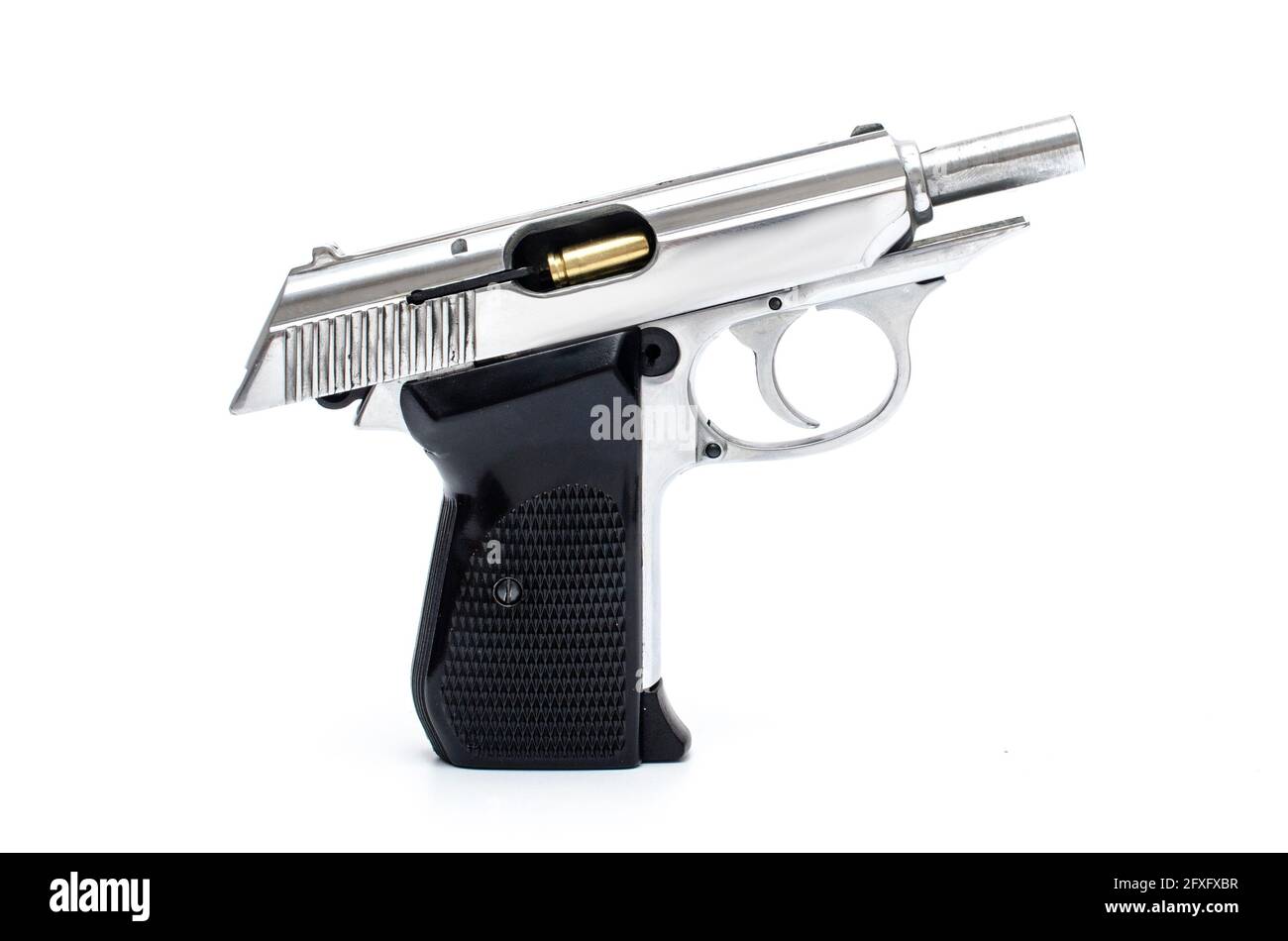 pistol with open slide isolated on white Stock Photo - Alamy
