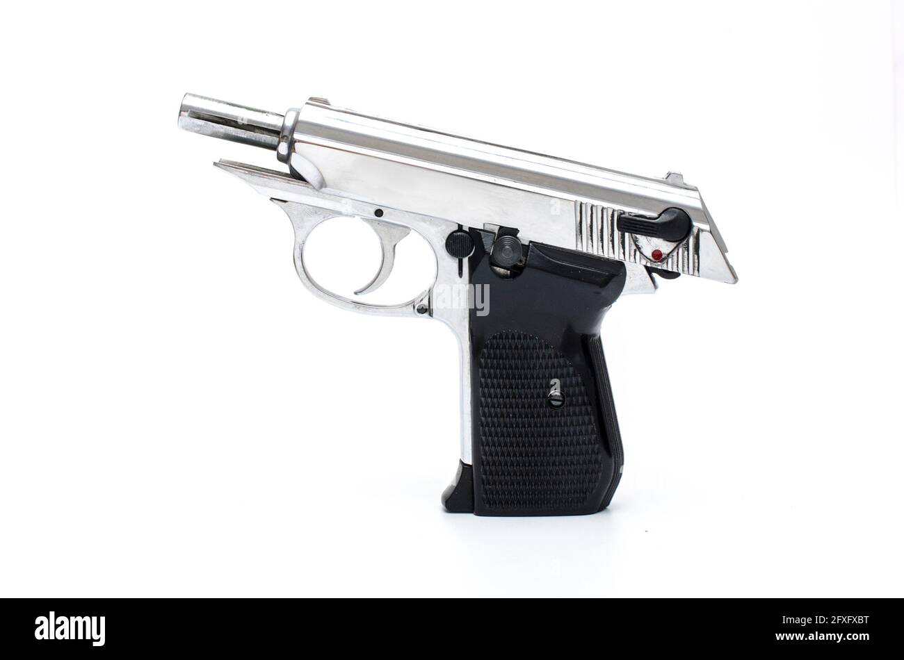 pistol with open slide isolated on white Stock Photo - Alamy