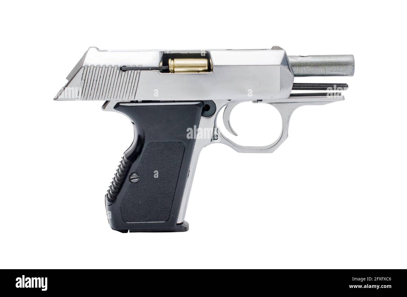 pistol with open slide isolated on white Stock Photo - Alamy