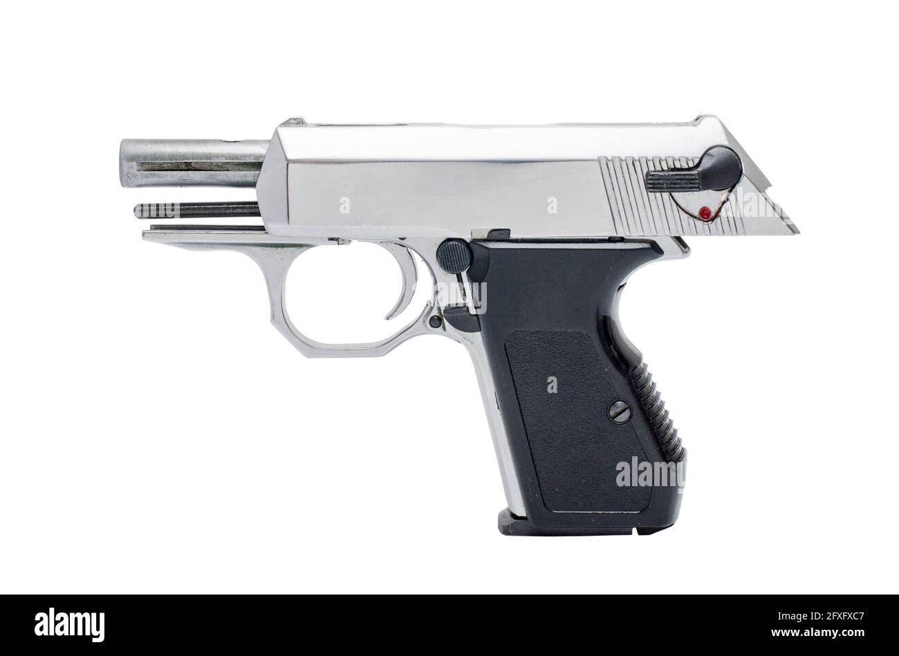 pistol with open slide isolated on white Stock Photo - Alamy