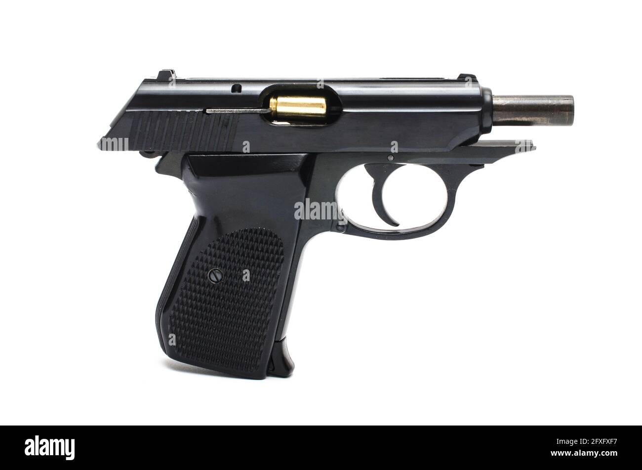pistol with open slide isolated on white Stock Photo - Alamy