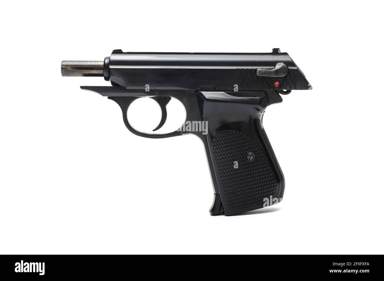 pistol with open slide isolated on white Stock Photo - Alamy