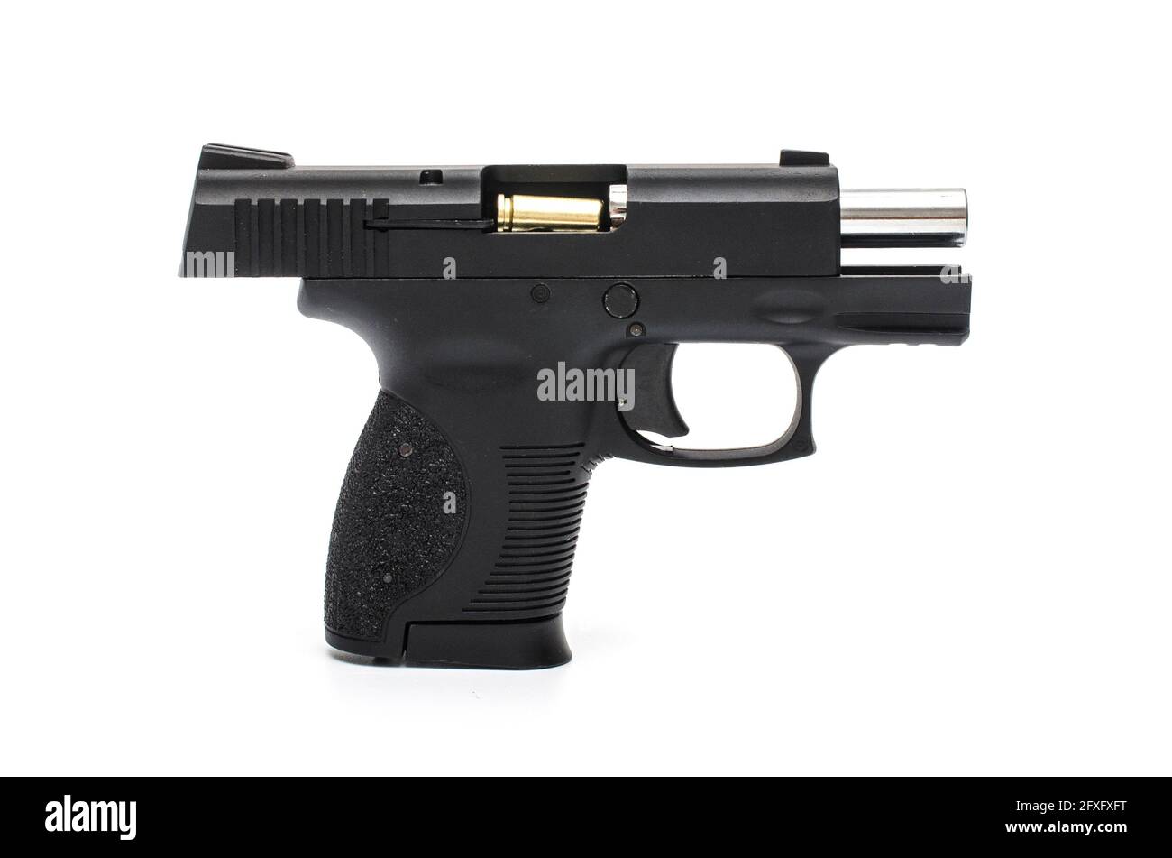 pistol with open slide isolated on white Stock Photo - Alamy