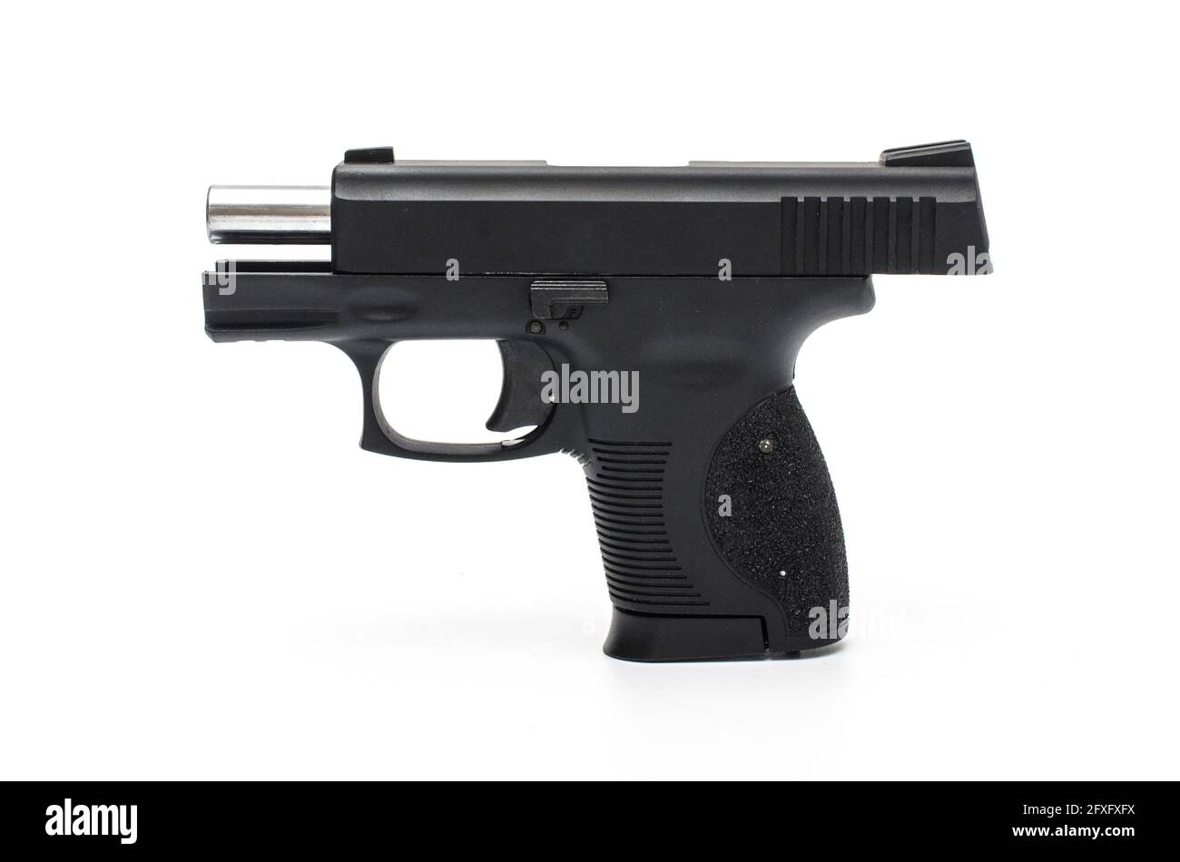 pistol with open slide isolated on white Stock Photo - Alamy