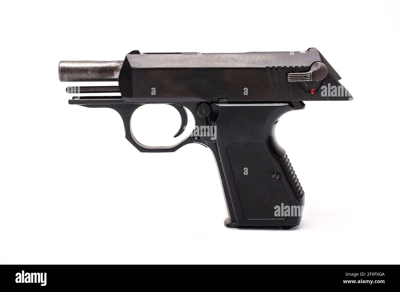pistol with open slide isolated on white Stock Photo - Alamy