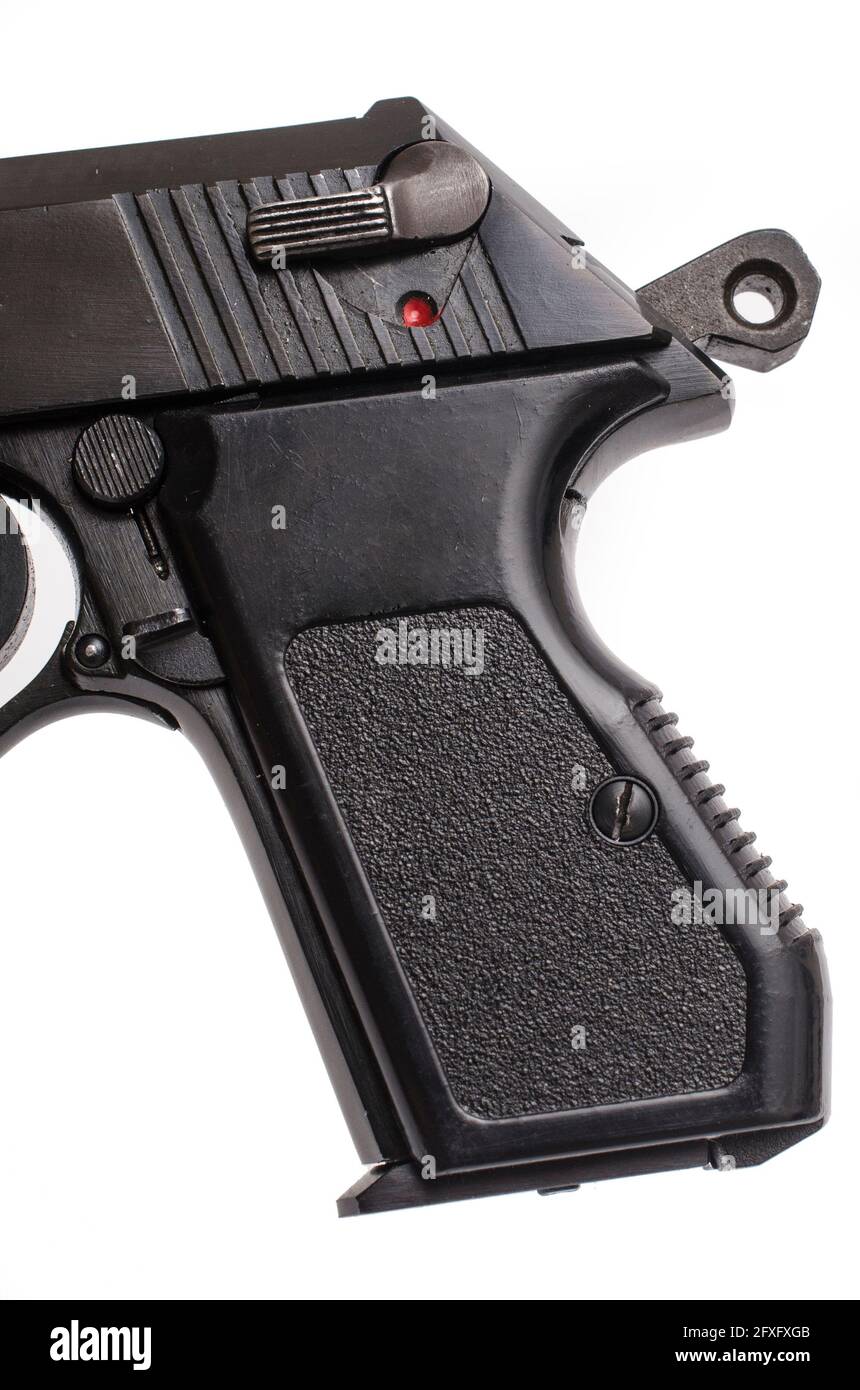 handle of pistol isolated Stock Photo - Alamy