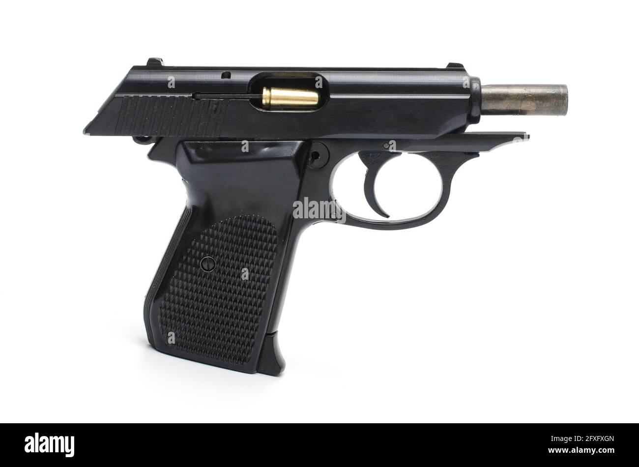 pistol with open slide isolated on white Stock Photo - Alamy